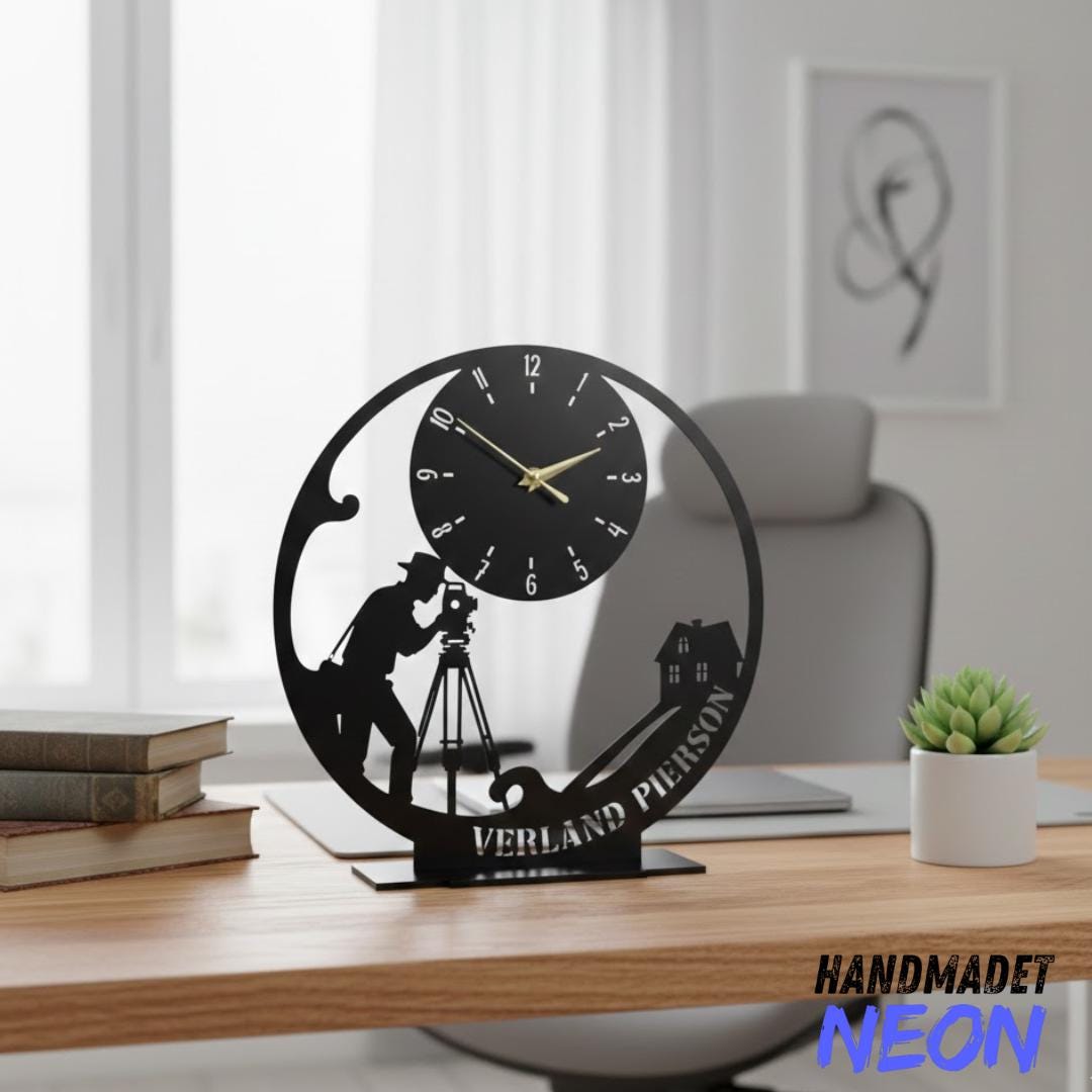 Custom Land Surveyor Tabletop Metal Clock, Surveyor Office Desktop ...