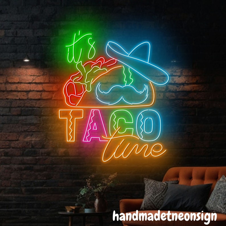 It's Taco Time Neon Sign, Tacos Led Sign, Mexico Tacos Led Light, Tacos ...