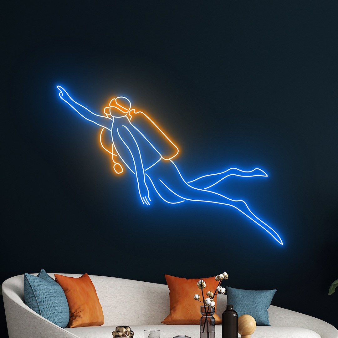 Scuba Diver Neon Sign, Scuba Diver Neon Light, Diving Mask & Duck ...