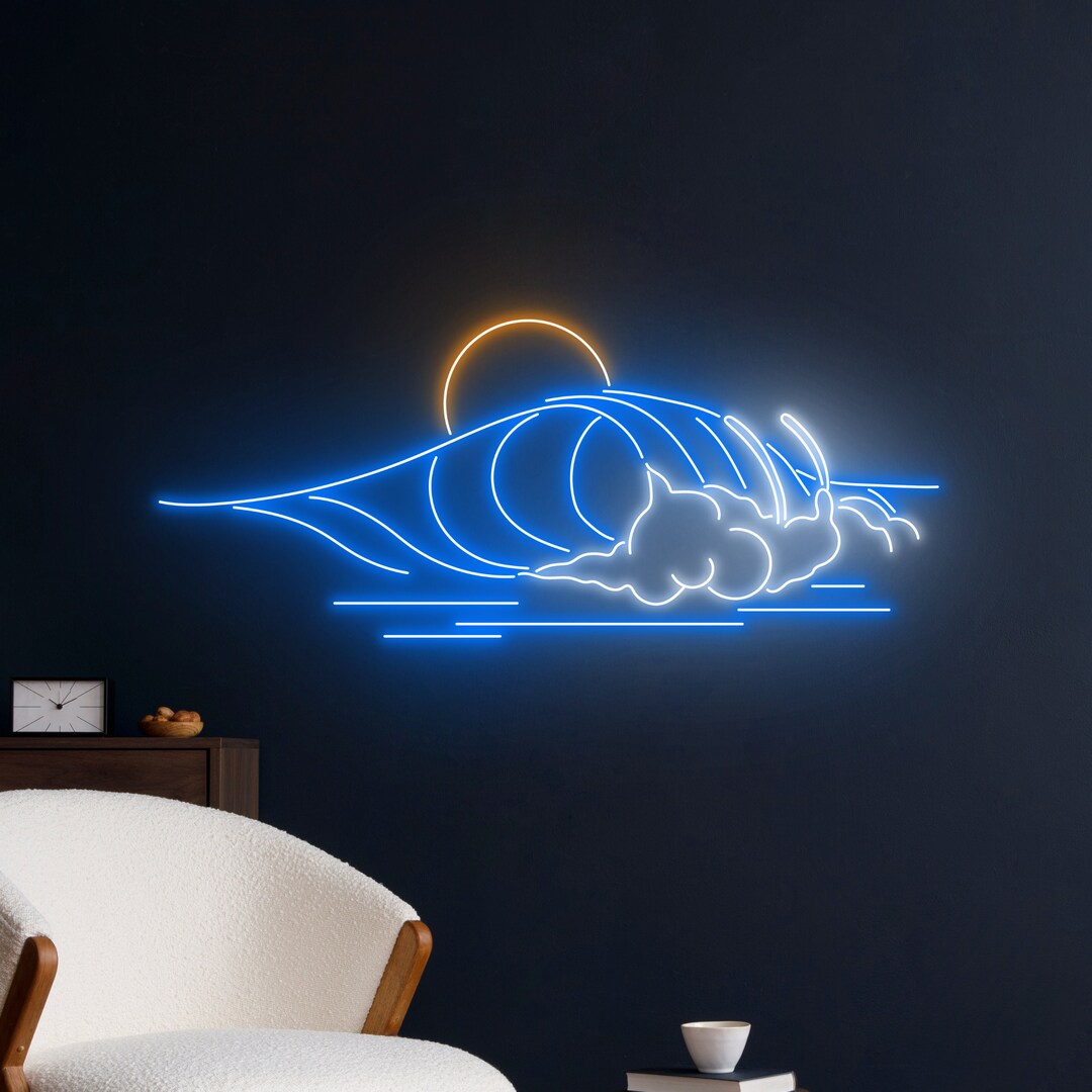 Sun Ocean Waves Neon Sign, Waves Beach Led Sign, Holiday Led Light ...