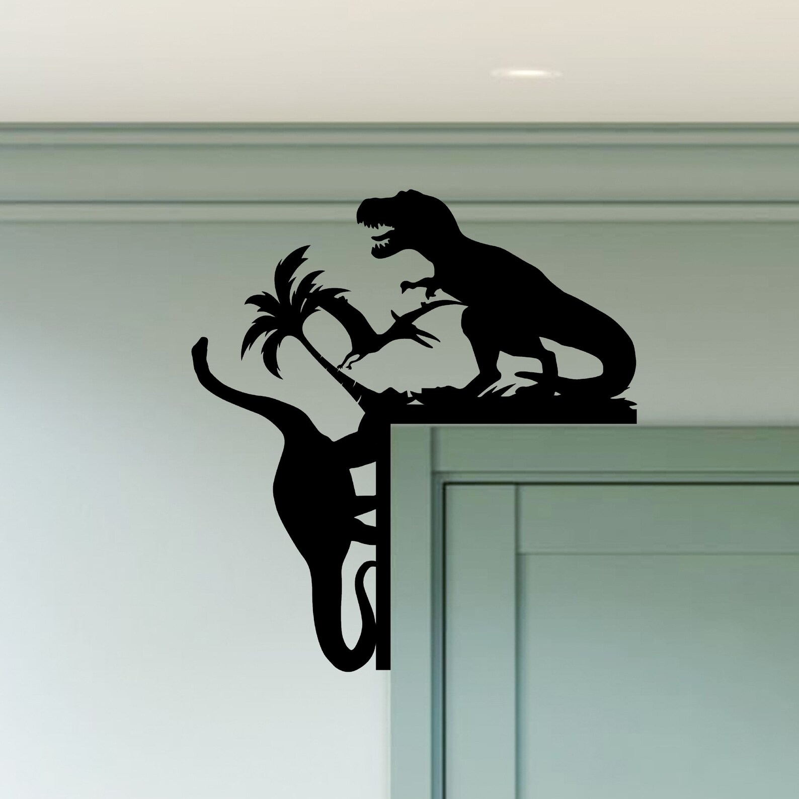 Personalized Dinosaur Door Corner Metal Wall Art, Dinosaur Metal Sign ...