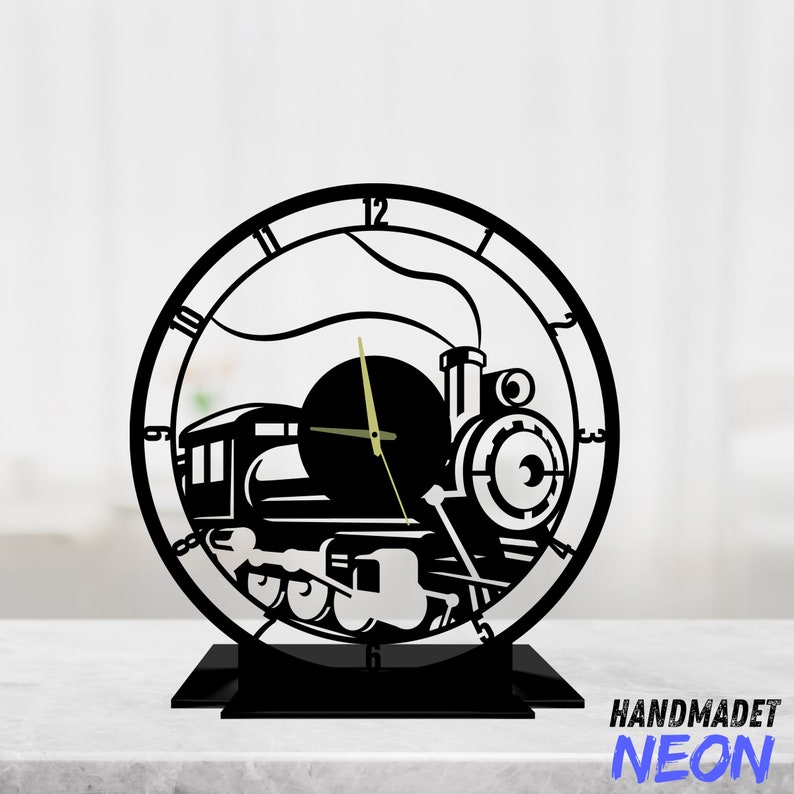 Custom Train Tabletop Metal Clock, Steam Train Office Desktop Clock ...