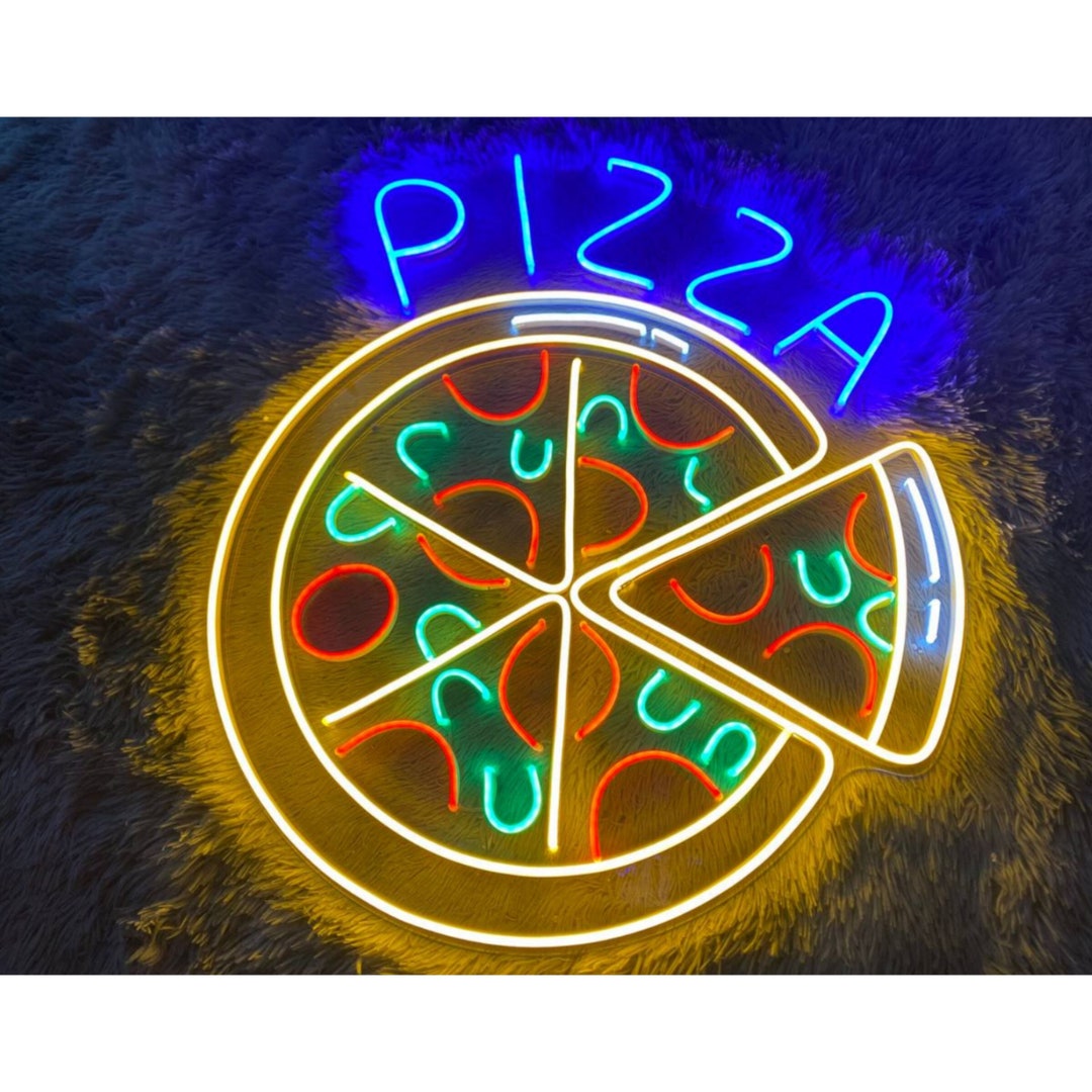 Custom Pizza Neon Sign, Pizza Slices LED Sign, Personalized Pizza Neon ...