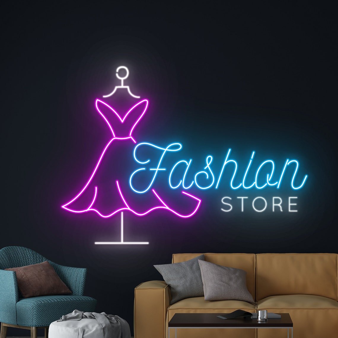 Fashion Store Clothes Hangers Led Sign, Wardrobe Hanger Neon Sign ...