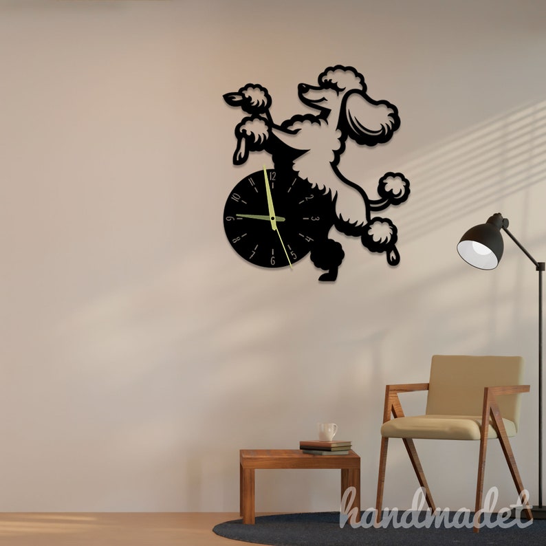Custom Poodle Dog Wall Clock Unique, Pet Year Date Round Wall Clock ...