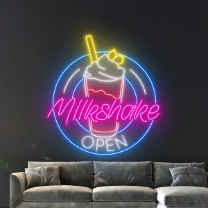 Milkshake Open Neon Led Sign, Open Milkshake Neon Sign, Milkshakes Neon ...