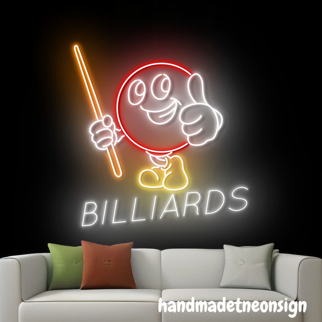 Billiards Gives A Thumbs up Neon Sign, Billiard Ball Led Sign, Funny ...