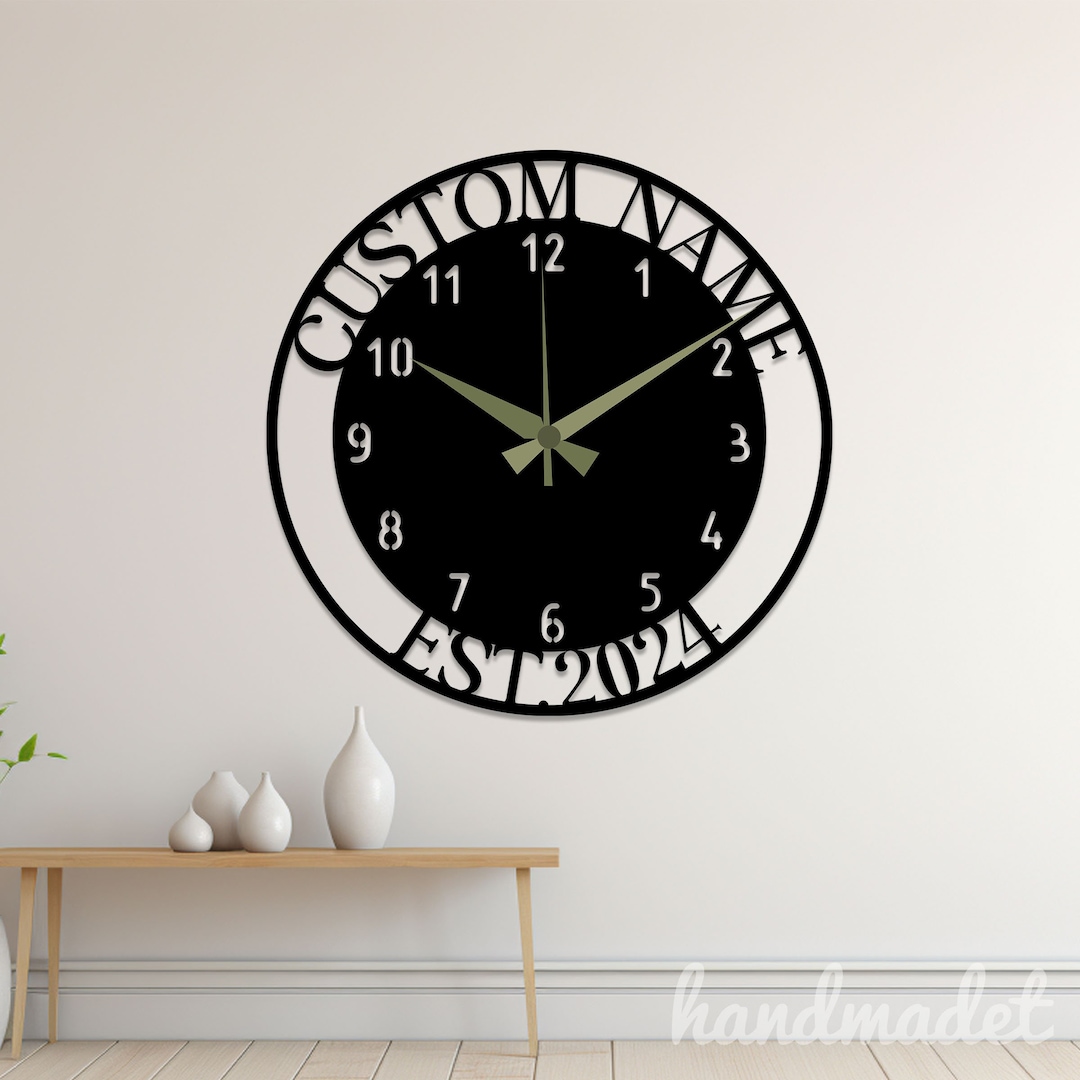 Custom Name Wall Clock Unique, Year Date Round Wall Clock, Text ...