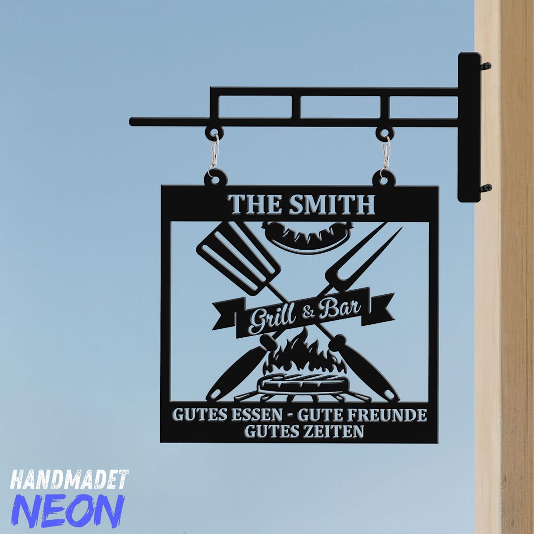 Custom Grill & Bar Metal Hanging Sign: Personalized BBQ Decor - Etsy