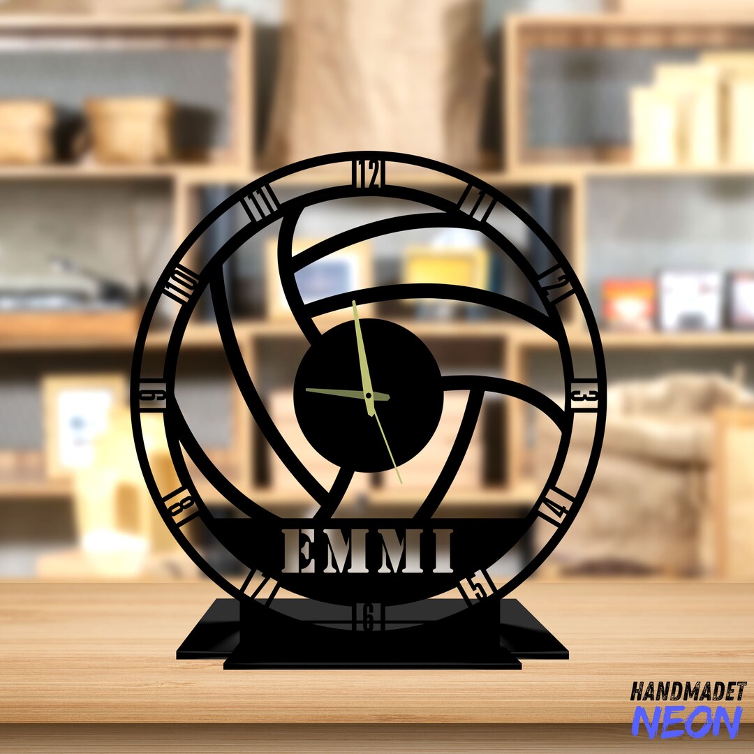 Custom Volleyball Ball Tabletop Metal Clock, Volleyball Office Desktop ...