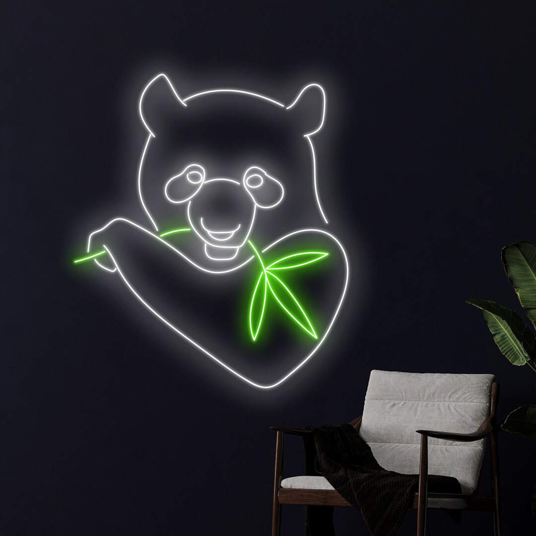 Panda Bamboo Neon Sign, Bamboo Panda Neon Light, Panda Bear Led Light ...