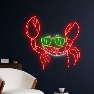 Crab Neon Sign, Crab Led Sign, Crab Led Light, Crab Neon Light, Sea ...
