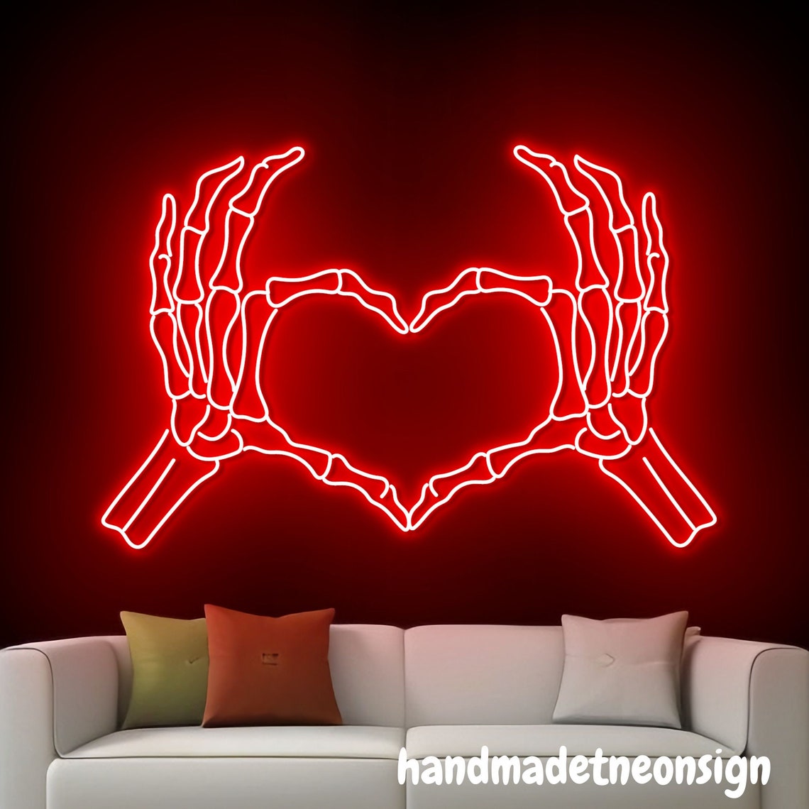 Skeleton Hand Heart Neon Sign, Skeleton Led Sign, Skeleton Neon Light ...