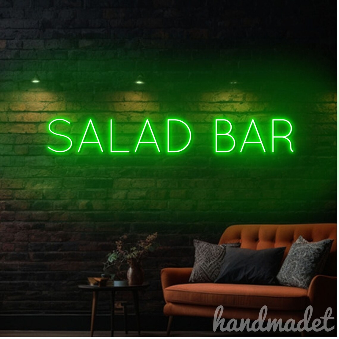 Salad Bar Neon Wall Sign, Salad Food Led Wall Light, Custom Text Led ...
