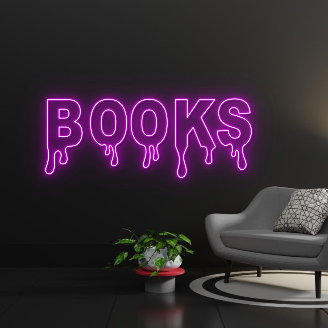 Dripping Books Neon Signs, Dripping Books Led Lights, Librarian Neon ...