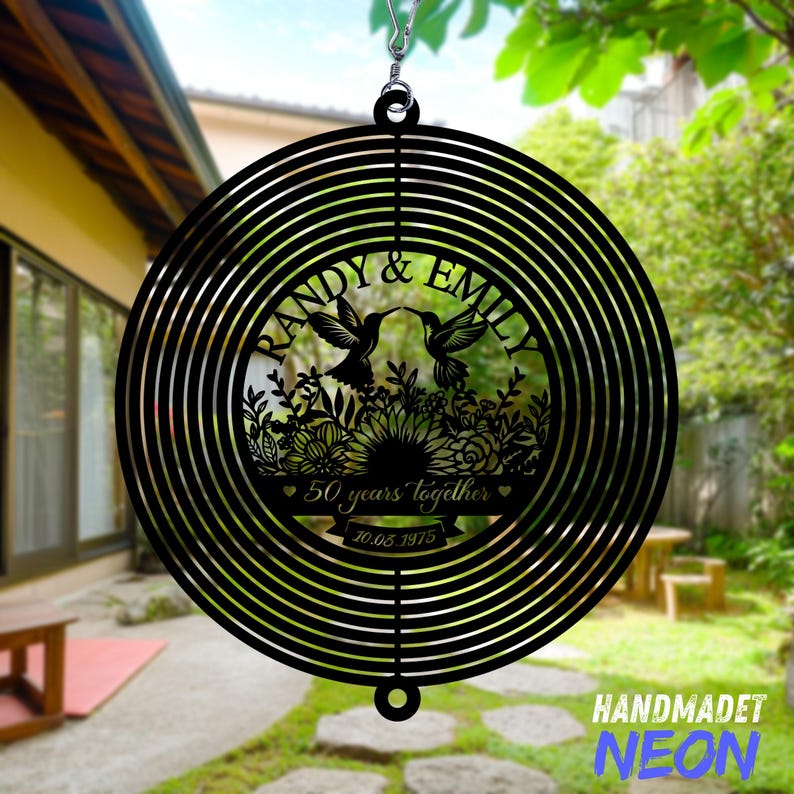 Personalized 50th Anniversary Metal Wind Spinner, Cutsom Couple Name ...
