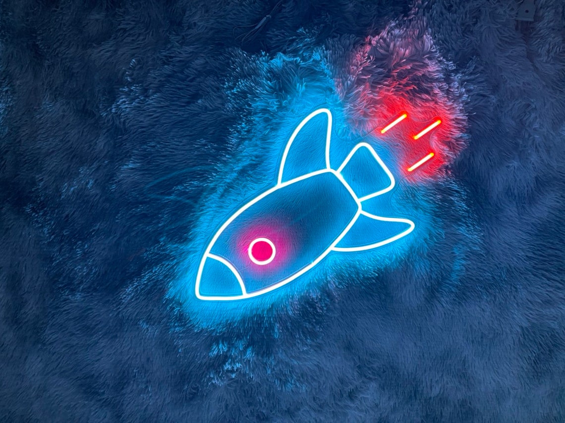 Rocket Led Sign Rocket Neon Sign Wall Decor Rocket Neon - Etsy