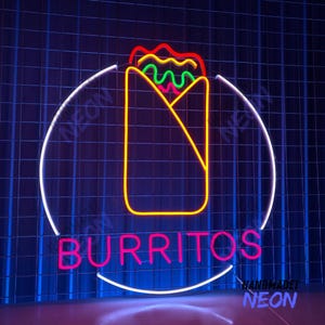 Custom Burritos Neon Sign, Mexico Burrito LED Sign, Mexican Food Neon ...