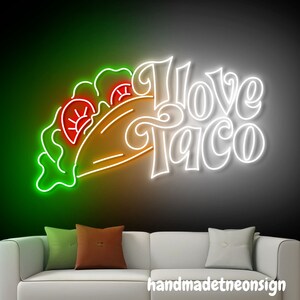 I Love Taco Neon Sign, Tacos Led Sign, Mexico Tacos Led Light, Tacos ...