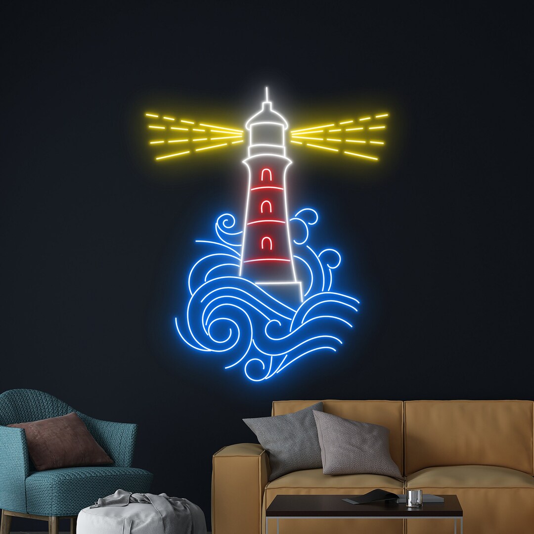 Lighthouse Neon Sign, Beach Bar Sign, Light House Led Sign, Sea Led ...