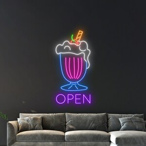 Milkshake Open Neon Led Sign, Open Milkshake Neon Sign, Milkshakes Neon ...