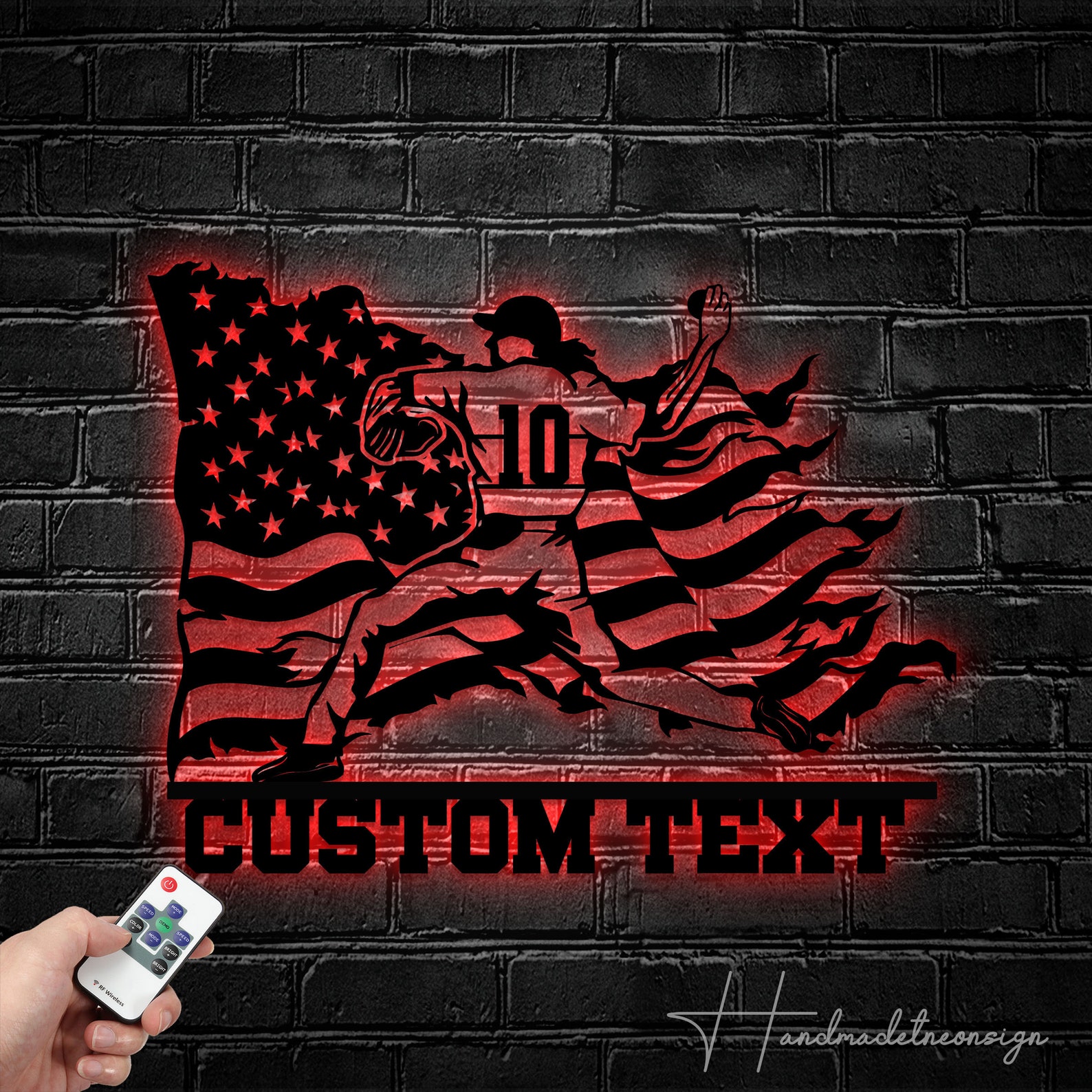 Personalized US Baseball Metal Wall Art LED Light Custom US Softball ...