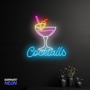 Cocktails Neon Sign – LED Bar Light for Home Lounge, Cocktail Party ...