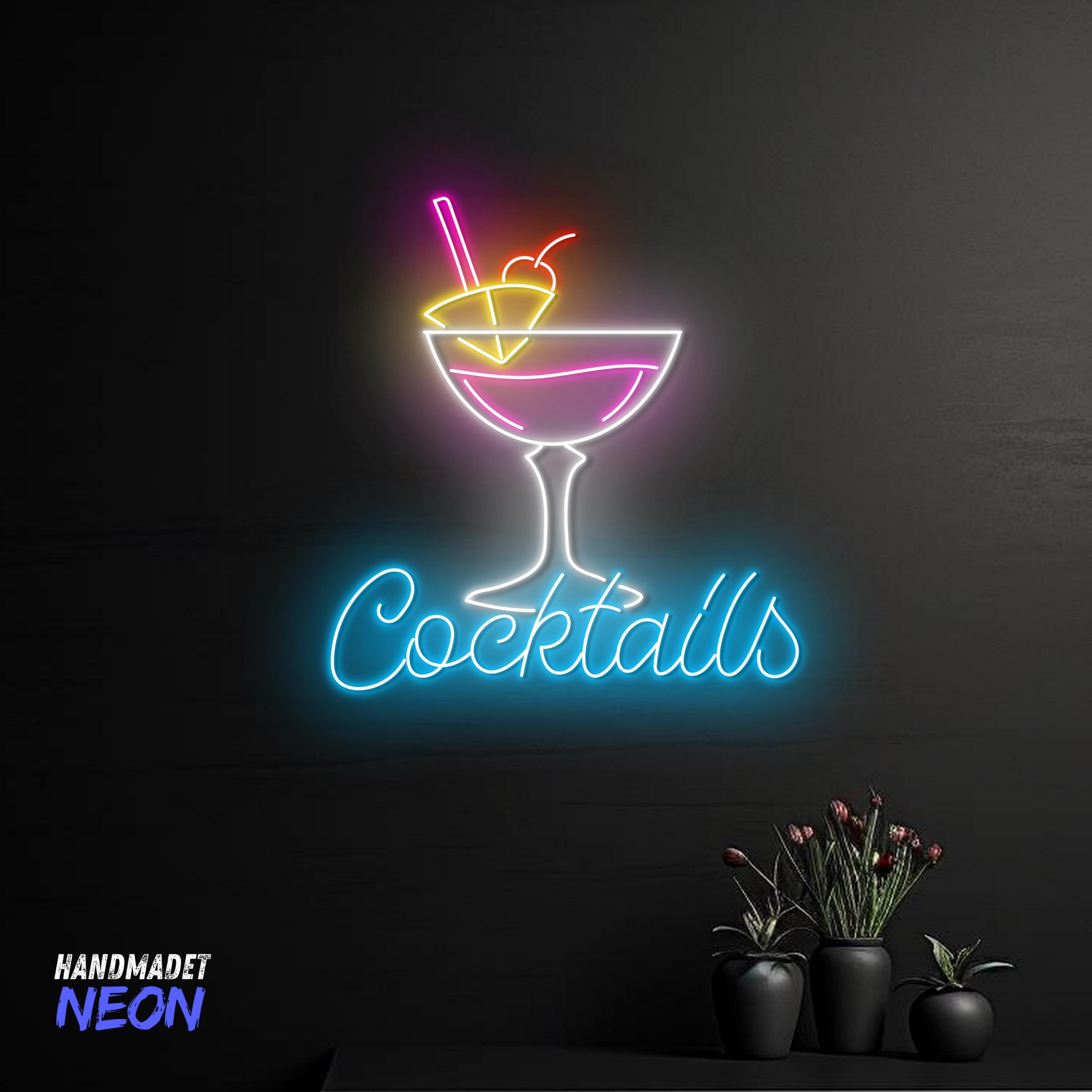 Cocktails Neon Sign – LED Bar Light for Home Lounge, Cocktail Party ...