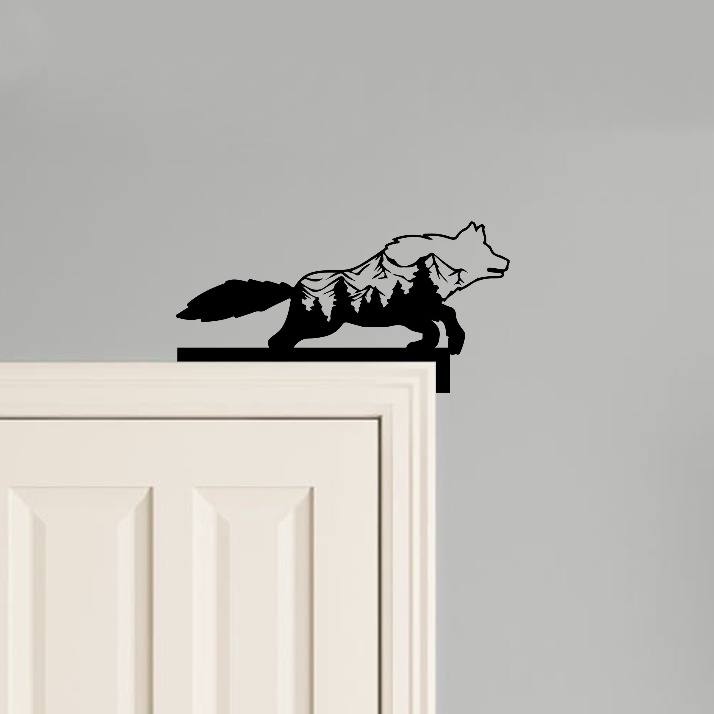Personalized Wolf Door Corner Metal Wall Art, Wolf Metal Sign Door ...