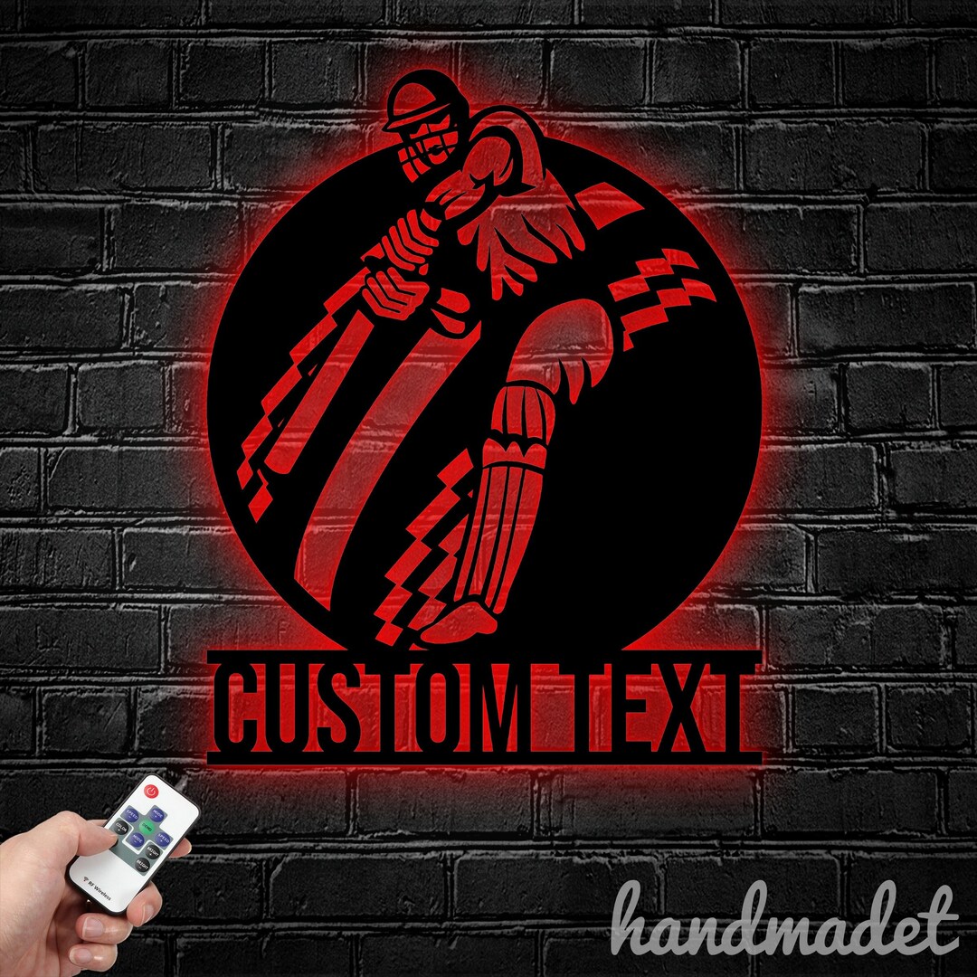 Custom Cricket Metal Wall Art LED Light, Cricket Metal Sign, Cricket ...