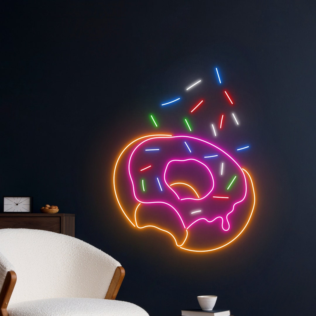 Donut Neon Light, Donut Sprinkled Neon Sign, Sprinkle Donut Led Light ...