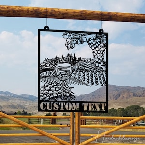 Custom Outdoor Vineyard Farm Metal Sign Hanging - Personalized Welcome ...