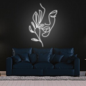 Abstract Woman Face Neon Sign, Line Face Led Sign, Custom Neon Sign ...