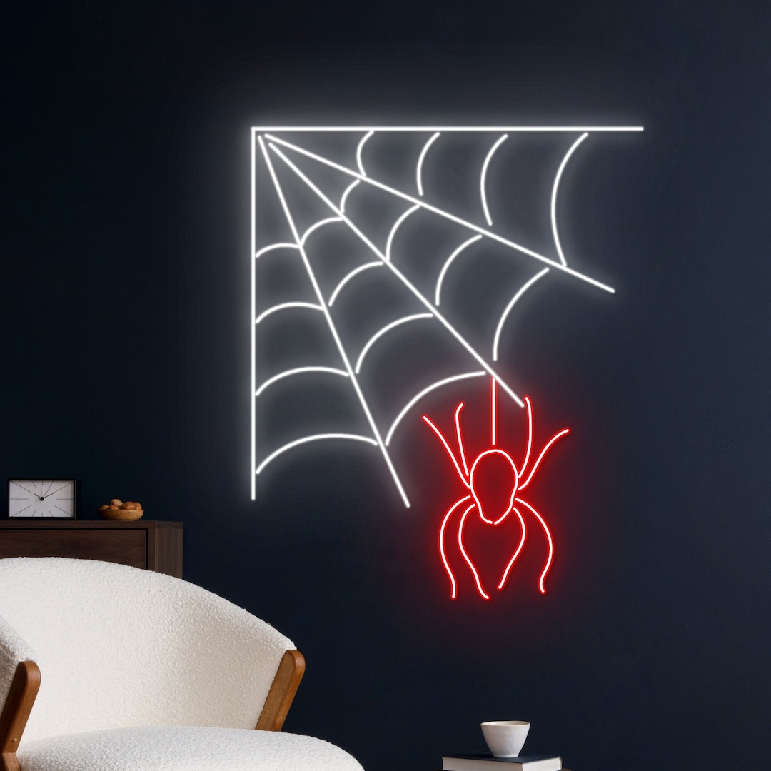 Spider Web Neon Light, Spider Web Led Light, Spider Neon Sign, Web Led ...