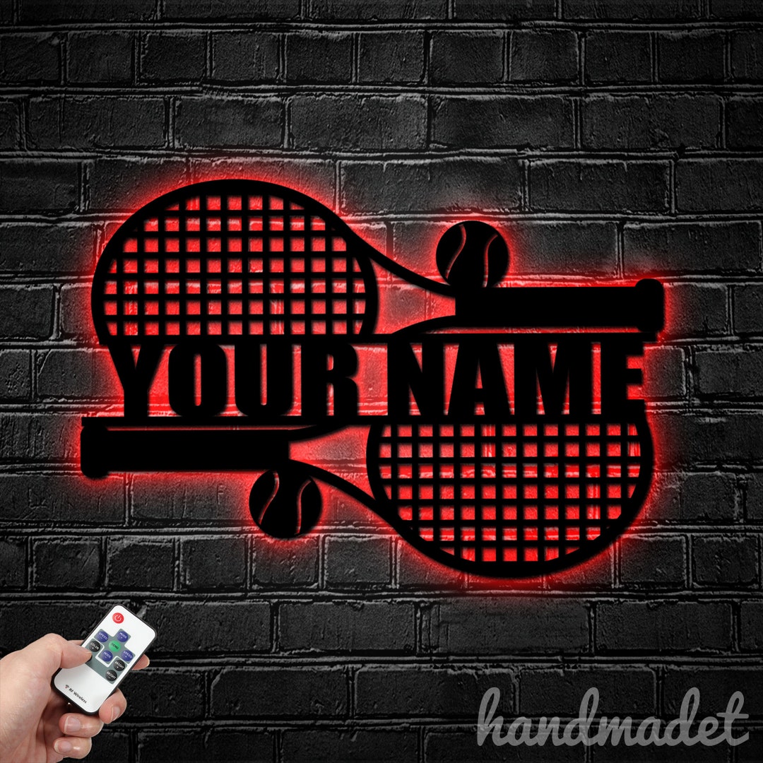 Personalized Tennis Metal Sign, Tennis Ball Metal Light, Tennis Player ...