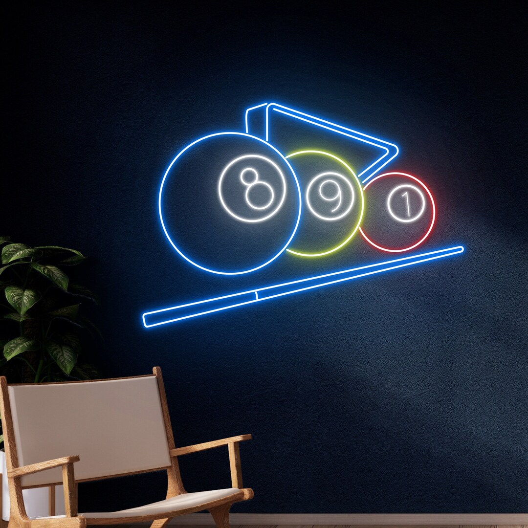 Billiards Led Sign, Billiard Neon Sign, Billiards Pool Hall Neon Light ...