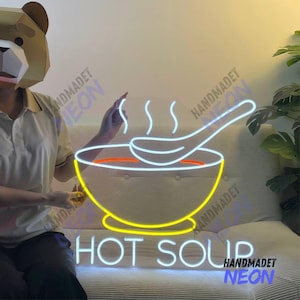 Hot Soup Neon Sign, Hot Soup Led Sign, Soup Neon Light, Food Shop Led ...