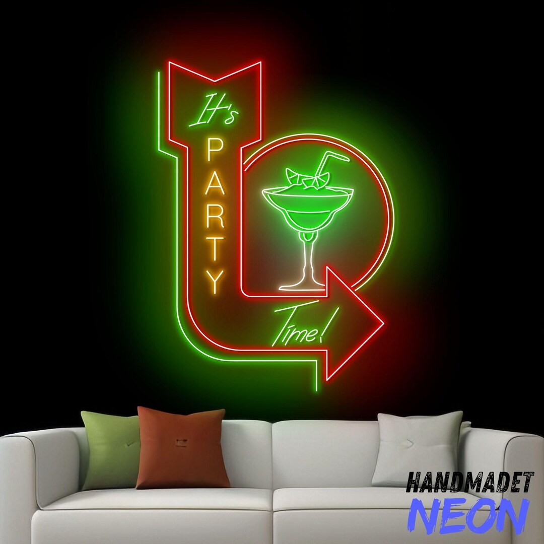 It’s Party Time Neon Sign, Margarita Arrow Direction Led Sign ...