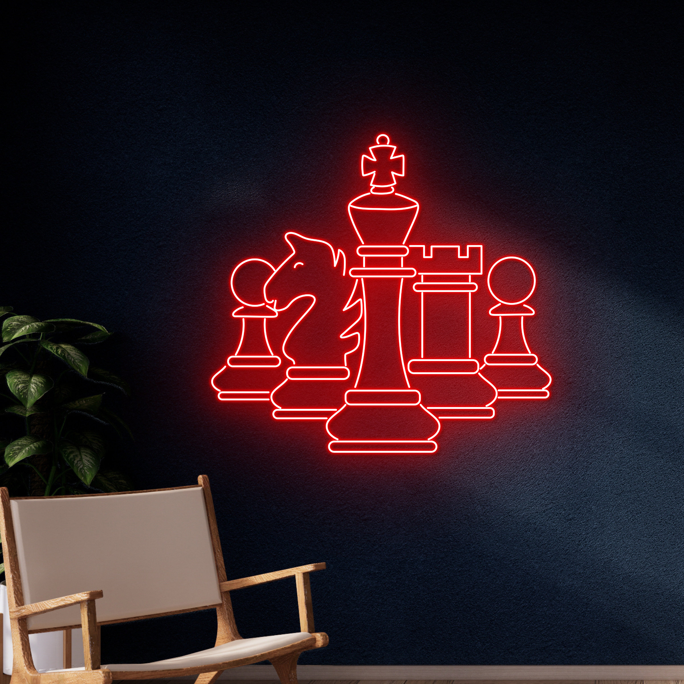 Chess Led Sign, Playing Chess Led Light, Chess Player Neon Light ...