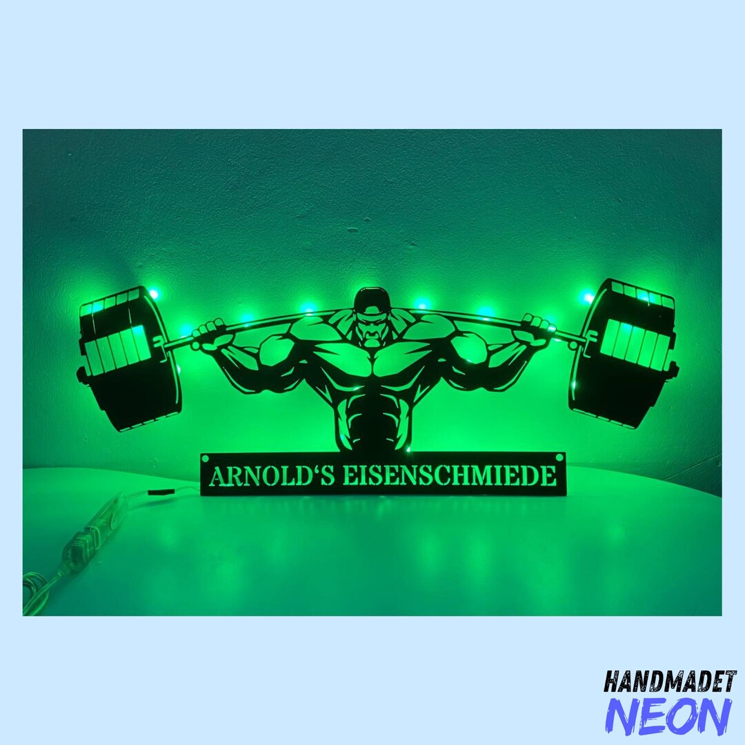 Personalized Powerlifting Metal Sign, Workout Metal Light ...