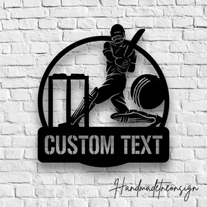 Custom Cricket Metal Wall Art LED Light - Personalized Cricket Player ...