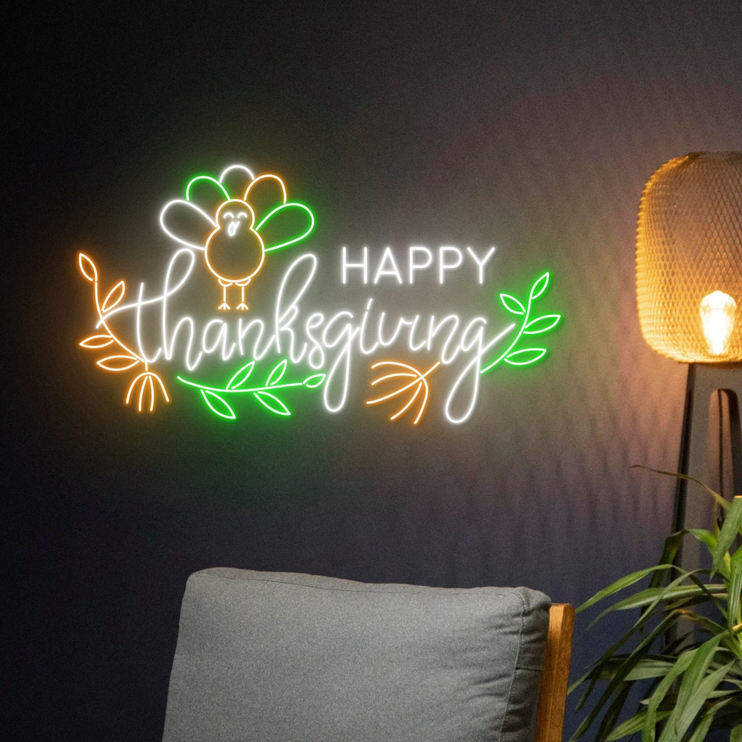Happy Thanksgiving Turkey Neon Sign, Thanksgiving Turkey LED Light ...