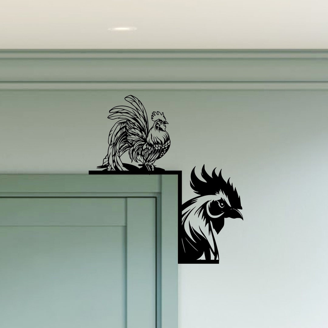 Personalized Rooster Door Corner Metal Wall Art, Rooster Metal Sign ...