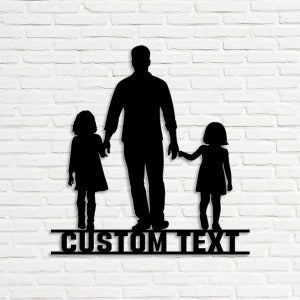 Custom Dad Daughter Metal Wall Art LED Light - Personalized Father Name ...