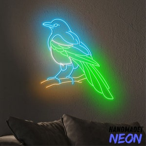 Magpie Neon Sign, Magpie Led Sign, Magpie Bird Neon Light, Bird Led ...