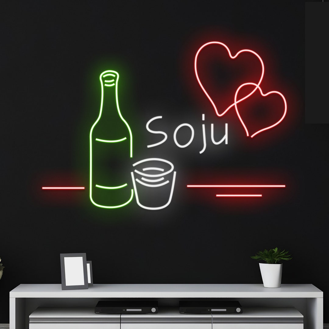 Custom Love Soju Neon Sign, Soju Shot Glass Neon Light, Soju Bottle Led ...