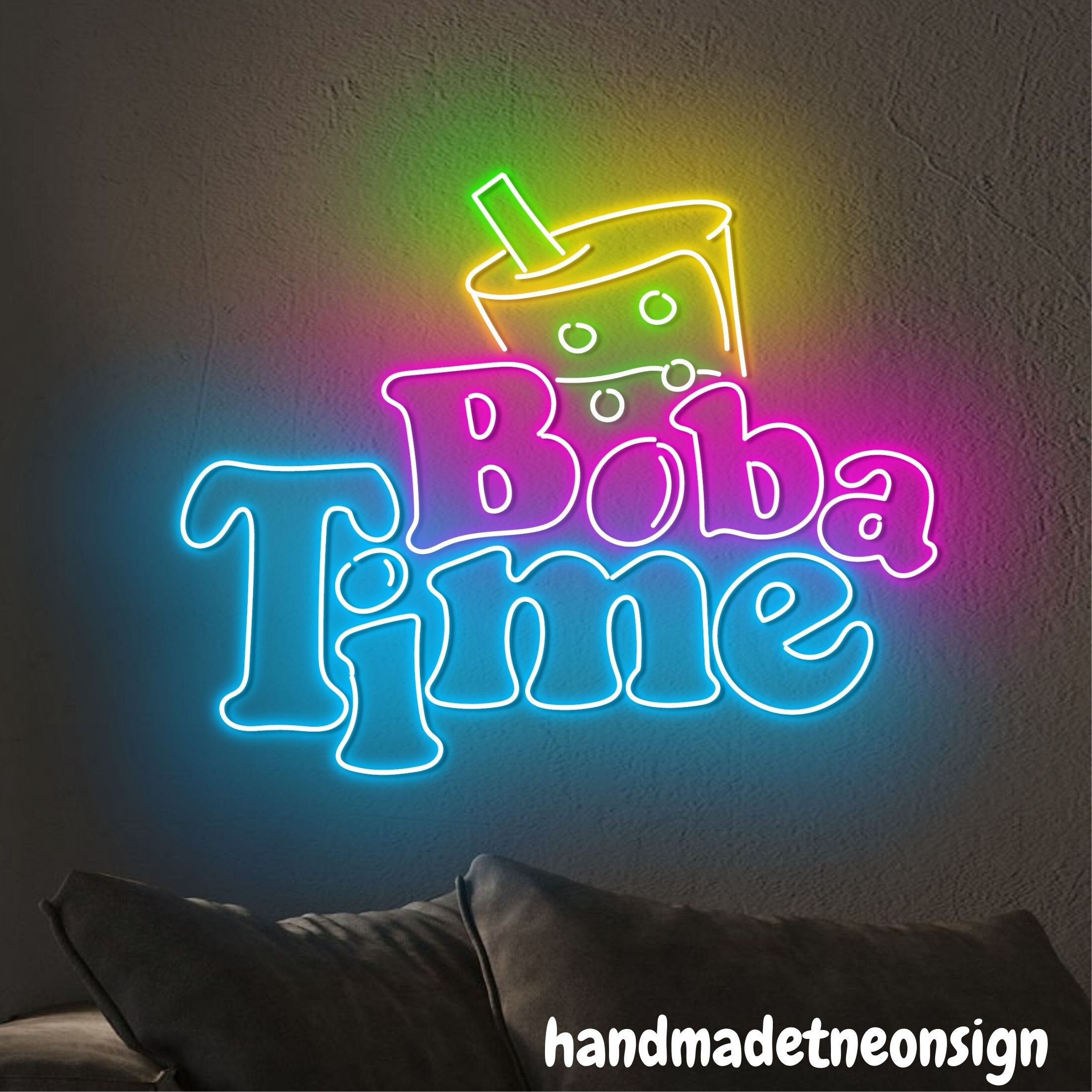 Boba Time Neon Sign, Milk Tea Led Sign, Boba Tea Neon Light, Bubble Tea ...