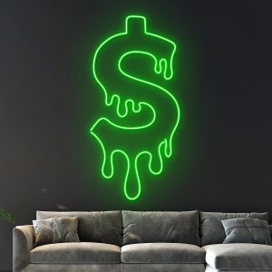 Dripping Money Dollar Neon Light, Money Dollar Neon Sign, Money Dollar ...