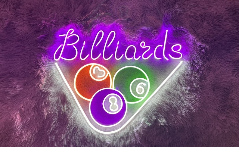 Billiard Pool Neon Sign Billiards Pool Led Sign Arcade Led - Etsy