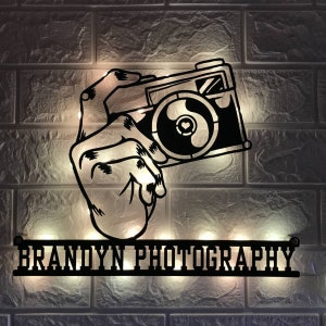Custom Photography Metal Wall Art With LED Light Photographer Sign Home ...